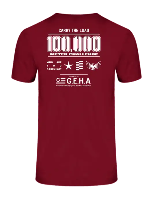 Ring Spun Cardinal 4.5 oz T-Shirt w/100K Meter Challenge Logo, 100K ...